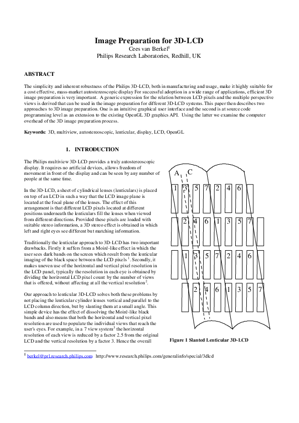 (PDF) Image preparation for 3D LCD