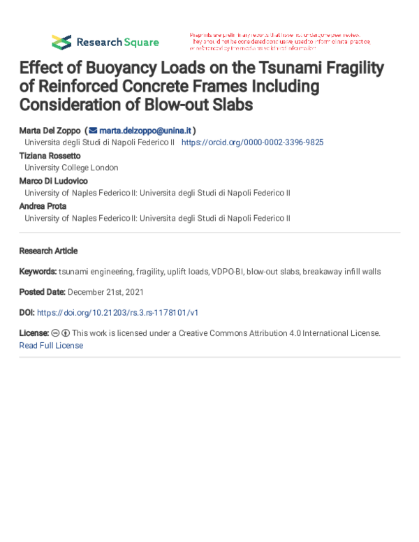 (PDF) Effect of Buoyancy Loads on the Tsunami Fragility of Reinforced ...