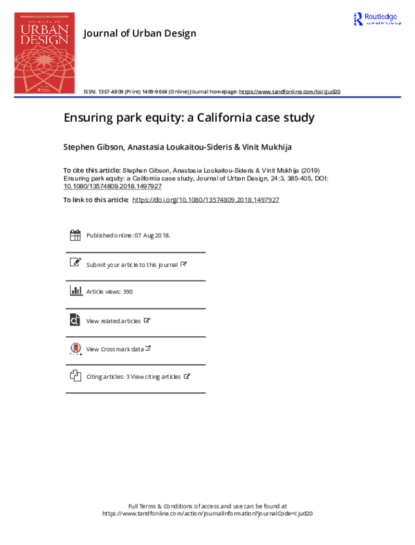 (PDF) Ensuring park equity: a California case study