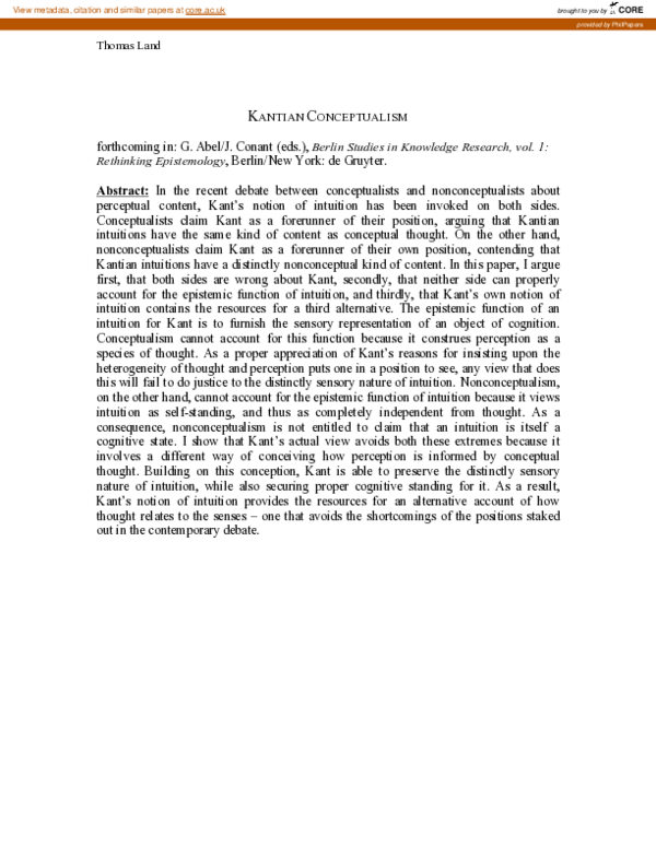 (PDF) Kantian Conceptualism