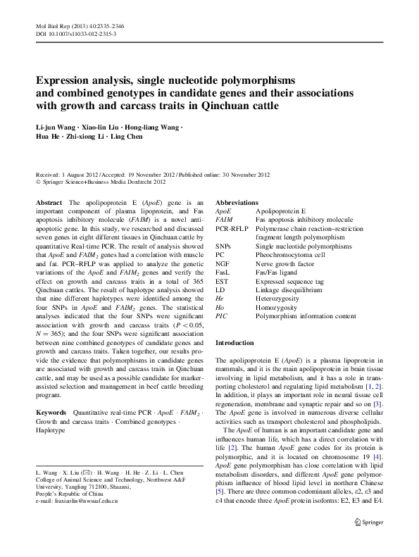 (PDF) Expression analysis, single nucleotide polymorphisms and combined genotypes in candidate ...