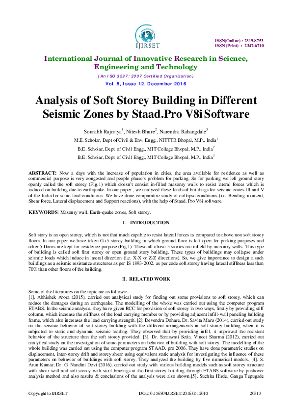 (PDF) Analysis of Soft Storey Building in Different Seismic Zones by ...