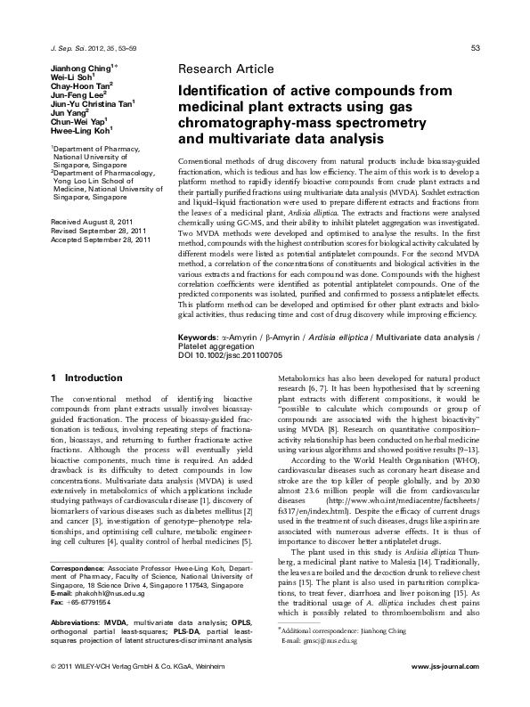 (PDF) Identification of active compounds from medicinal plant extracts ...