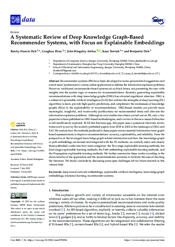 (PDF) A Systematic Review of Deep Knowledge Graph-Based Recommender Systems, with Focus on ...