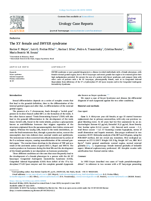 (PDF) The Xy Female and Swyer Syndrome