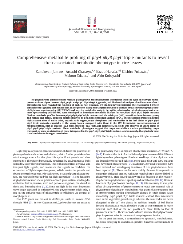 (PDF) Comprehensive metabolite profiling of phyA phyB phyC triple ...