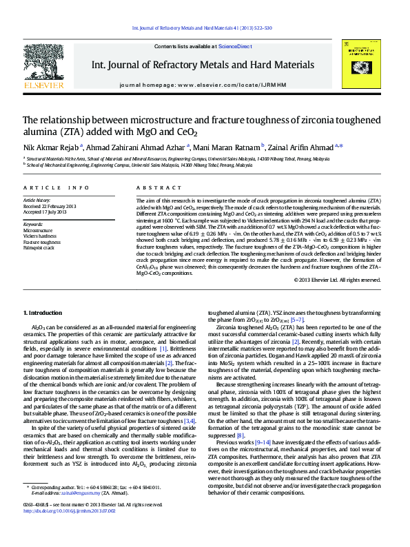 Pdf The Relationship Between Microstructure And Fracture Toughness Of