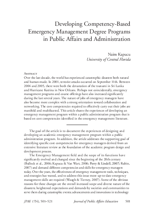 (PDF) Developing Competency-Based Emergency Management Degree Programs ...