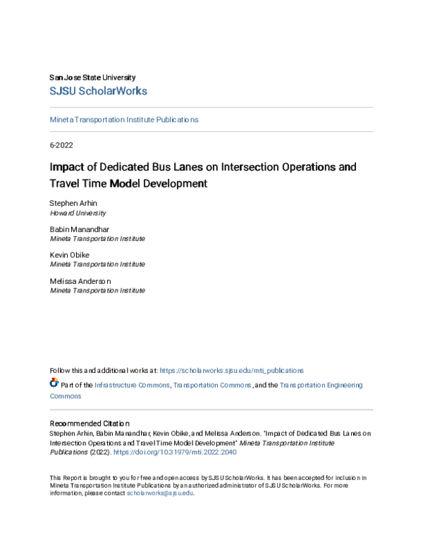(PDF) Impact of Dedicated Bus Lanes on Intersection Operations and ...