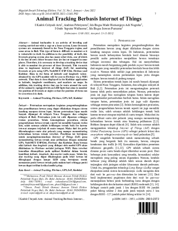 (PDF) Animal Tracking Berbasis Internet of Things