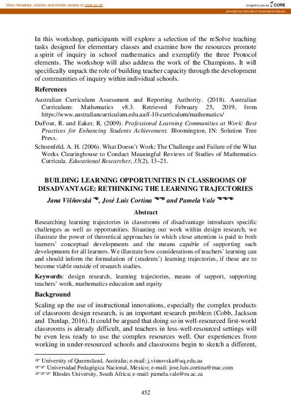 (PDF) Rethinking Learning Trajectories for Disadvantaged