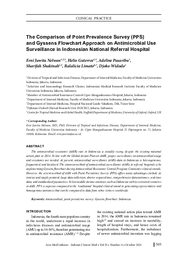 (PDF) The Comparison of Point Prevalence Survey (PPS) and Gyssens ...
