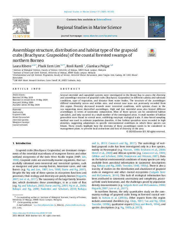 (PDF) Assemblage structure, distribution and habitat type of the ...