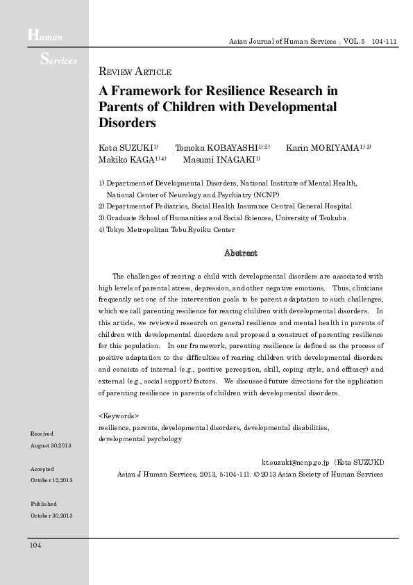 (PDF) A Framework for Resilience Research in Parents of Children with ...
