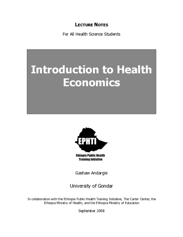 (PDF) Introduction to Health Economics