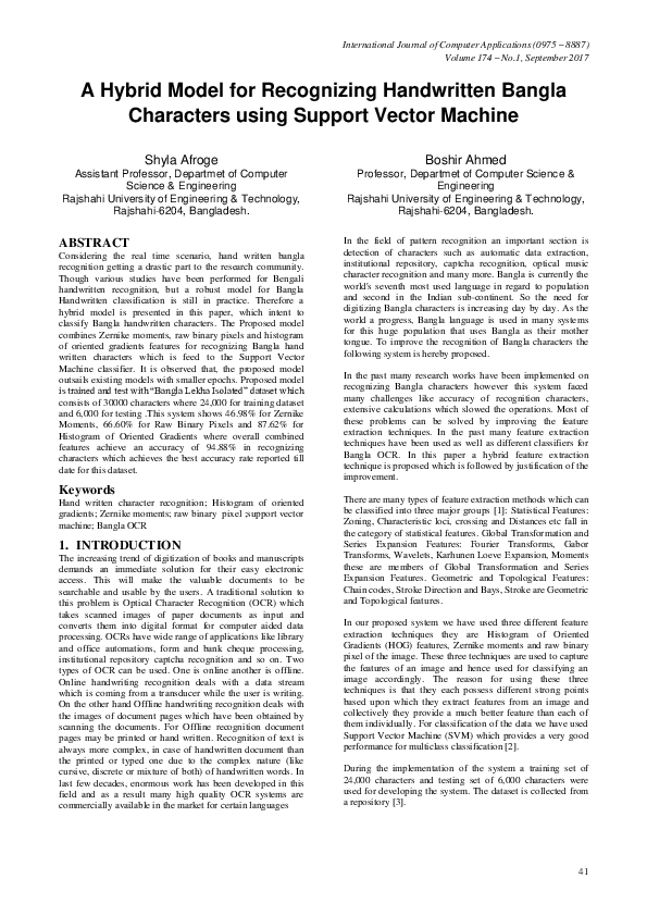 (PDF) A Hybrid Model for Recognizing Handwritten Bangla Characters using Support Vector Machine ...