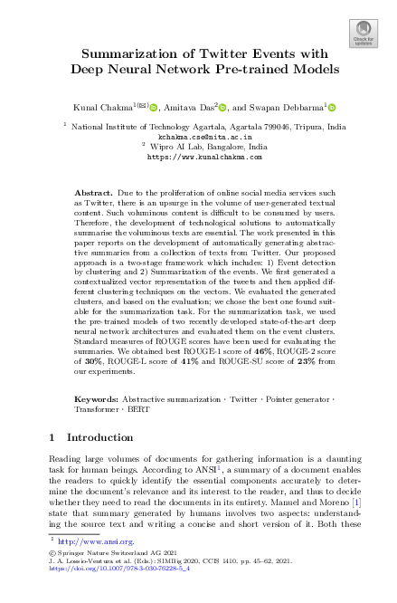 Pdf Summarization Of Twitter Events With Deep Neural Network Pre