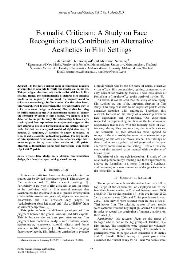 (PDF) Formalist Criticism: A Study on Face Recognitions to Contribute ...