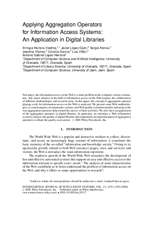 (PDF) Applying aggregation operators for information access systems: An ...