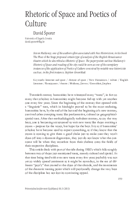 (PDF) Rhetoric of Space and Poetics of Culture | Stephen Greenblatt ...
