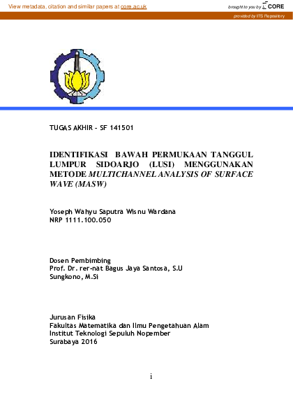 (PDF) Identifikasi Bawah Permukaan Tanggul Lumpur Sidoarjo (LUSI ...