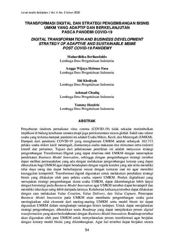 (PDF) Transformasi Digital Dan Strategi Pengembangan Bisnis Umkm Yang Adaptif Dan Berkelanjutan ...