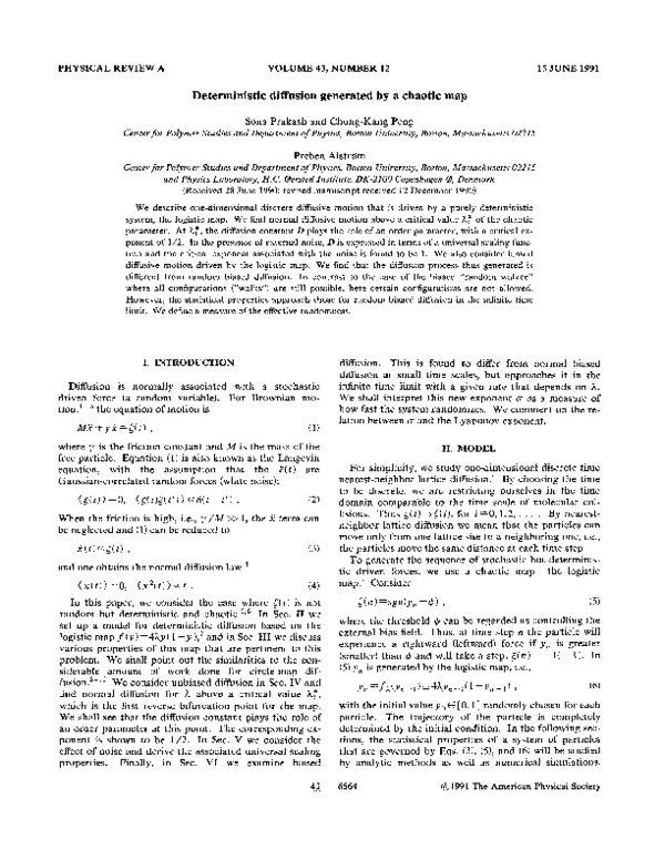 (PDF) Deterministic diffusion generated by a chaotic map with intrinsic bias