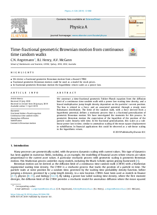 (PDF) Time-fractional geometric Brownian motion from continuous time ...