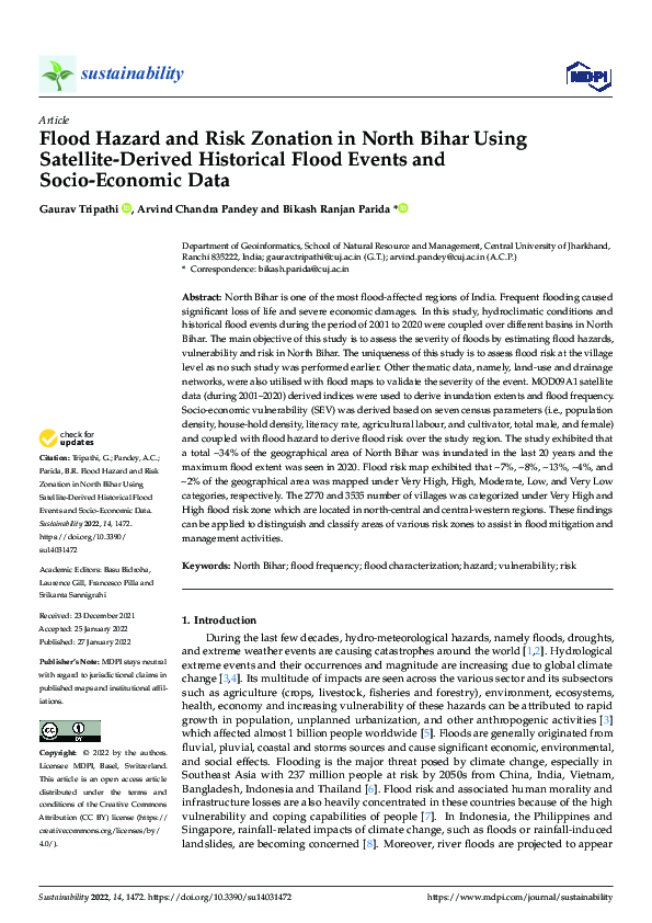 (PDF) Flood Hazard and Risk Zonation in North Bihar Using Satellite-Derived Historical Flood ...
