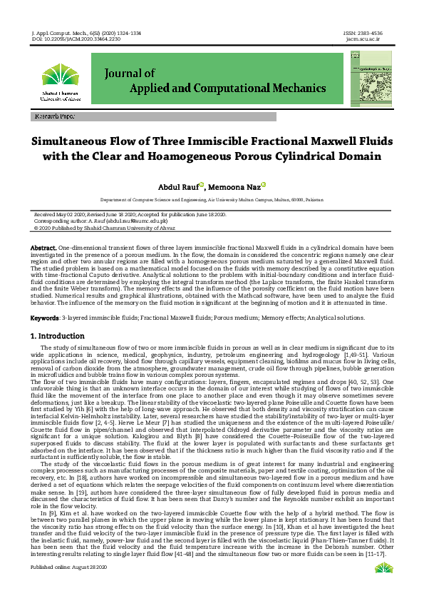 (PDF) Simultaneous Flow of Three Immiscible Fractional Maxwell Fluids ...