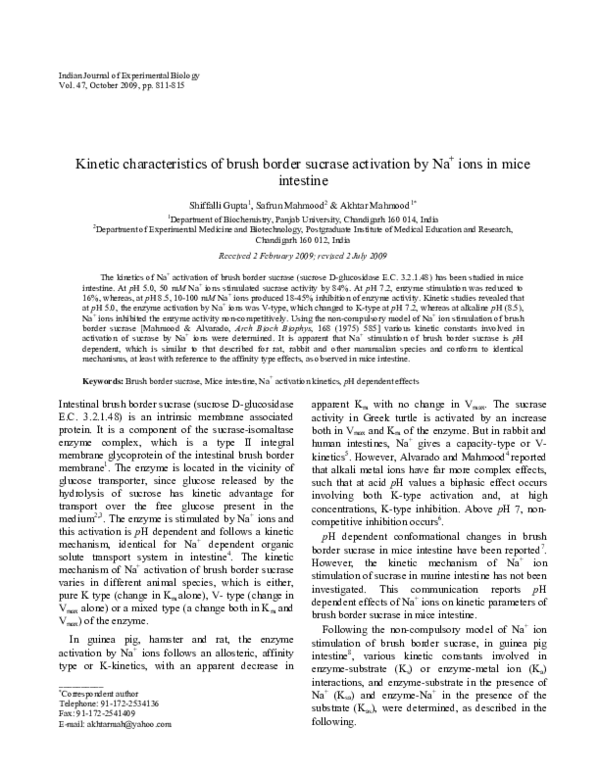 (PDF) Kinetic characteristics of brush border sucrase activation by Na+ ...