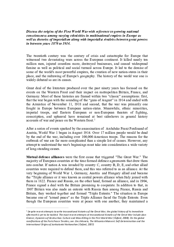 (PDF) Origins of First World War