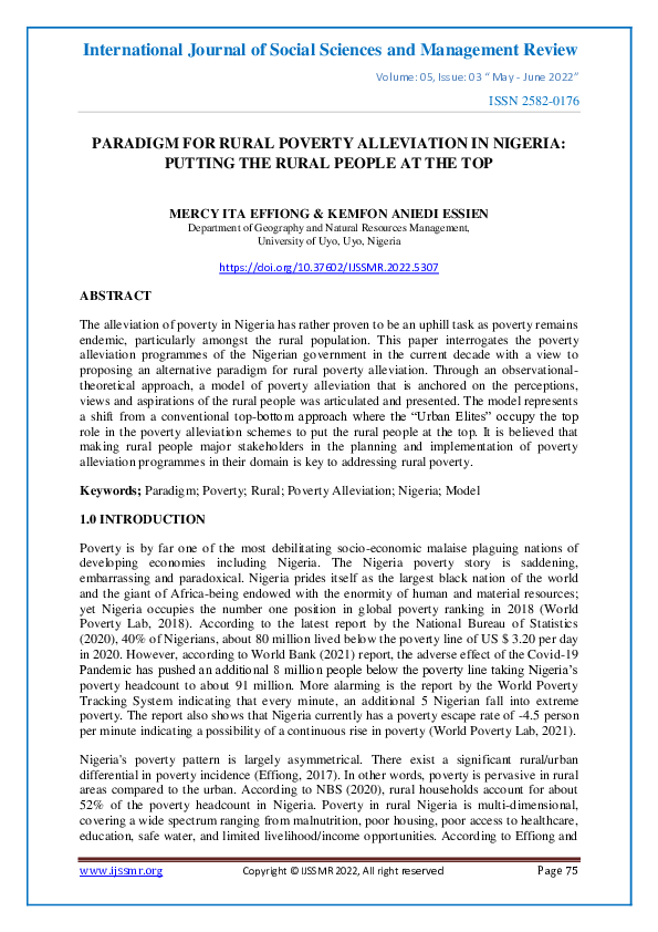 Pdf Paradigm For Rural Poverty Alleviation In Nigeria Putting The 8426