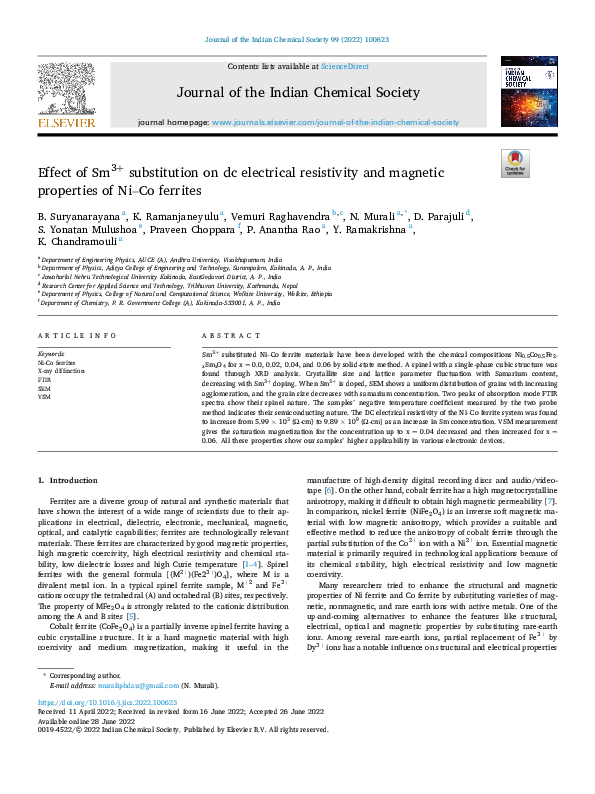 (PDF) Effect of Sm3+ substitution on dc electrical resistivity and magnetic properties of Ni–Co ...