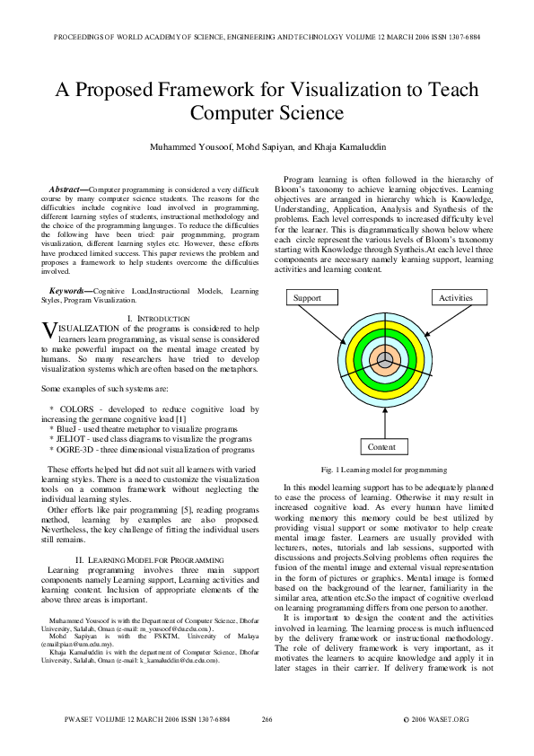 (PDF) A Proposed Framework For Visualization To Teach Computer Science