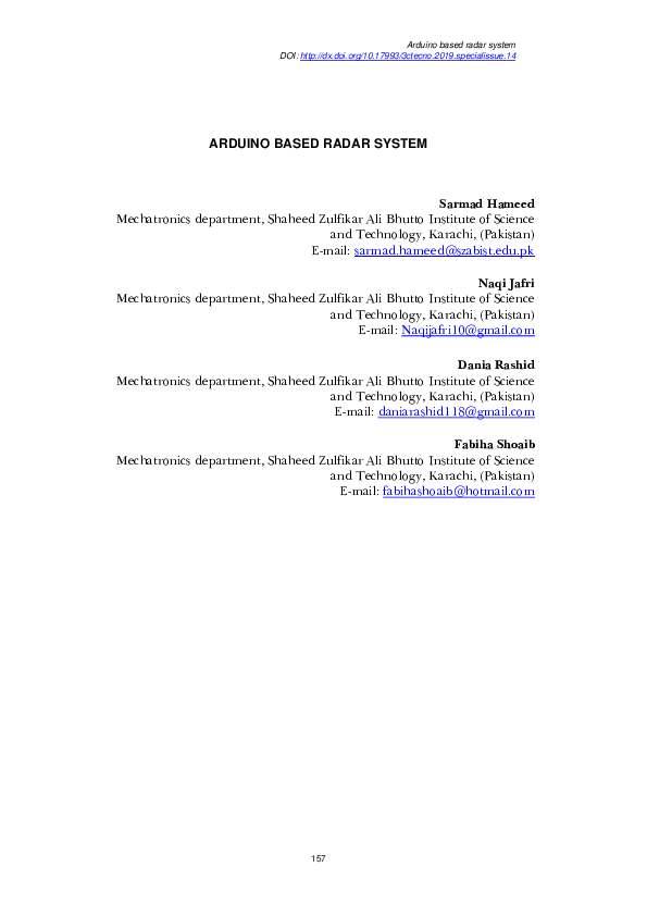(PDF) Arduino based radar system