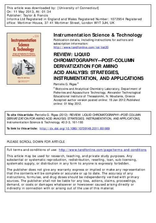 (PDF) Review: Liquid Chromatography—Post-Column Derivatization for ...