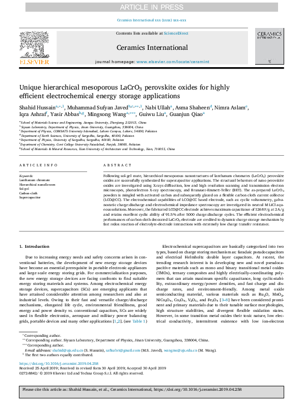(PDF) Unique hierarchical mesoporous LaCrO3 perovskite oxides for ...