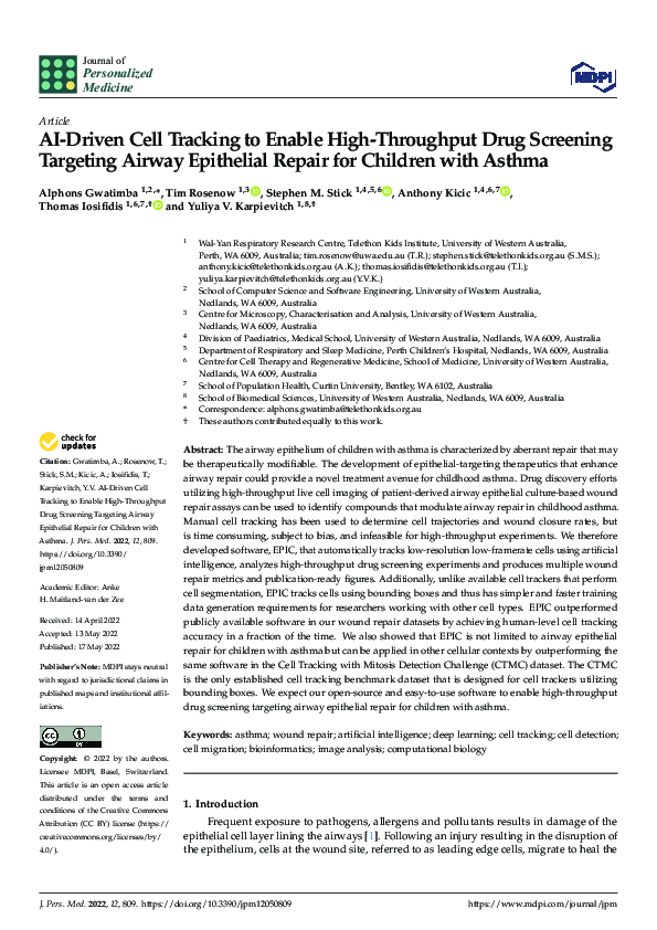 (PDF) AI-Driven Cell Tracking to Enable High-Throughput Drug Screening ...