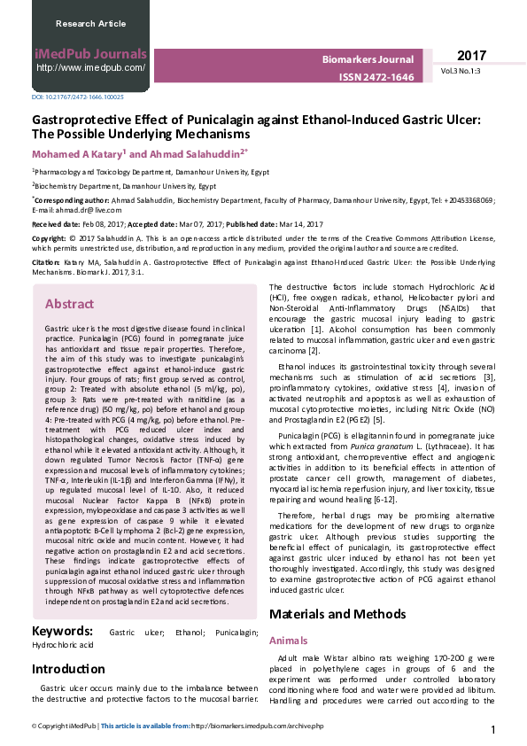 (PDF) Gastroprotective Effect of Punicalagin against Ethanol-Induced ...
