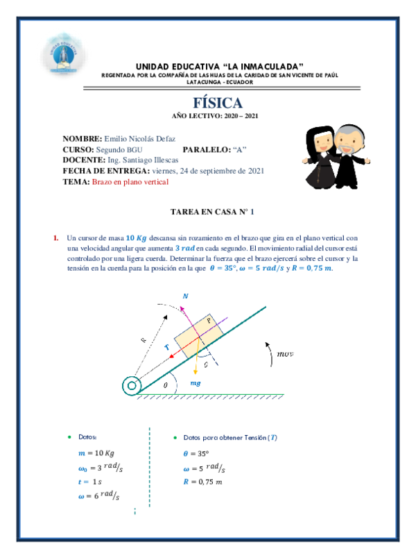 (PDF) EJERCICIO DE BRAZO EN PLANO VERTICAL | FÍSICA DE SECUNDARIA