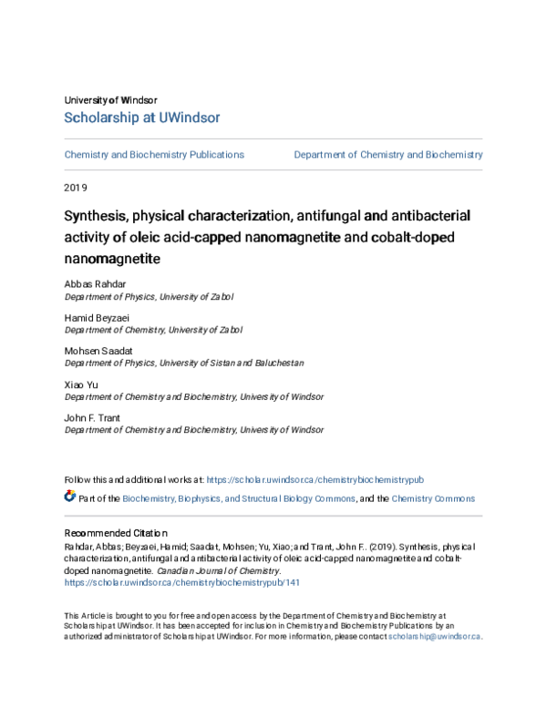 (PDF) Synthesis, physical characterization, and antifungal and ...