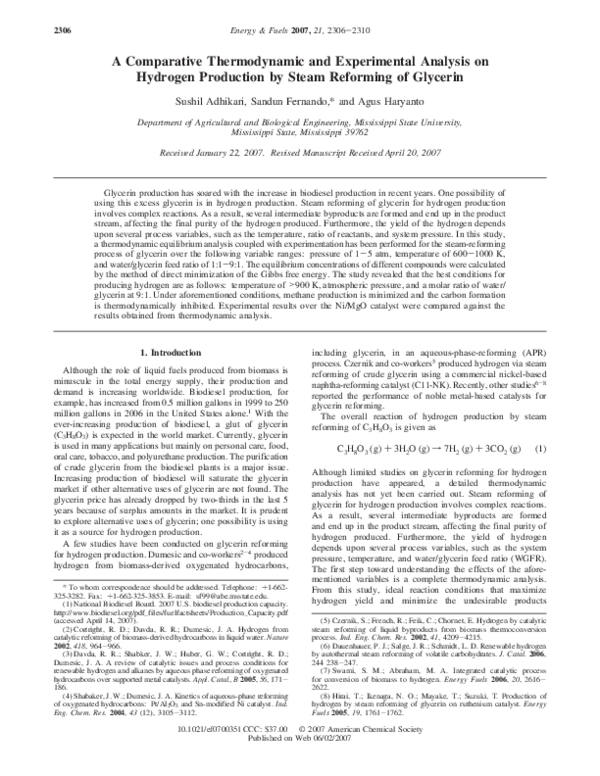Pdf A Comparative Thermodynamic And Experimental Analysis On Hydrogen Production By Steam