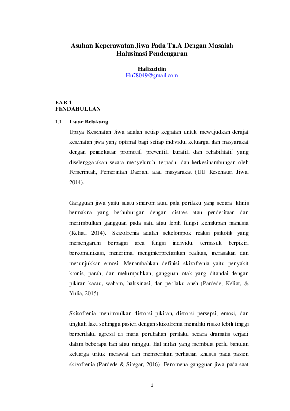 (PDF) Asuhan Keperawatan Jiwa Pada Tn.A Dengan Masalah Halusinasi Pendengaran