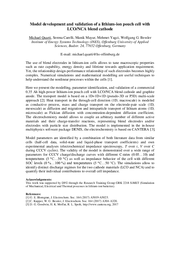 (PDF) Model development and validation of a lithium-ion pouch cell with ...