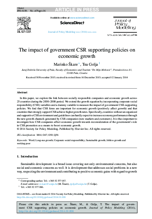 (PDF) The impact of government CSR supporting policies on economic growth