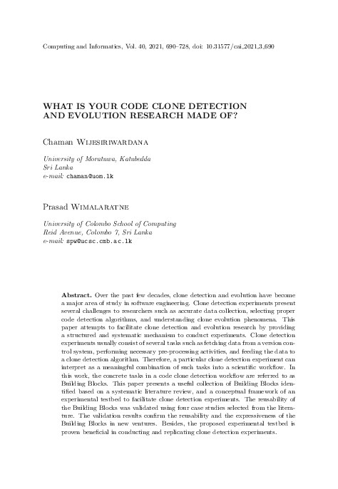 (PDF) What is Your Code Clone Detection and Evolution Research Made Of?
