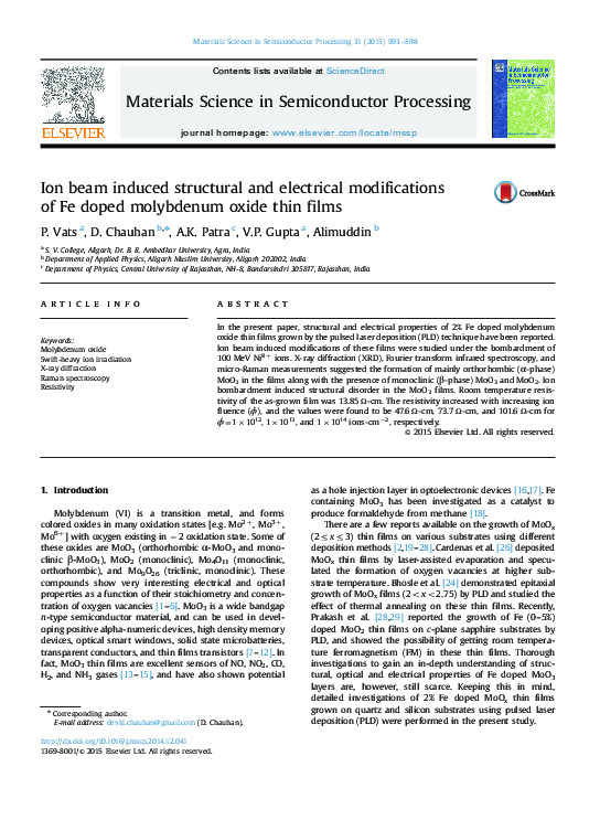(PDF) Ion Beam Induced Structural and Electrical Modifications in ...