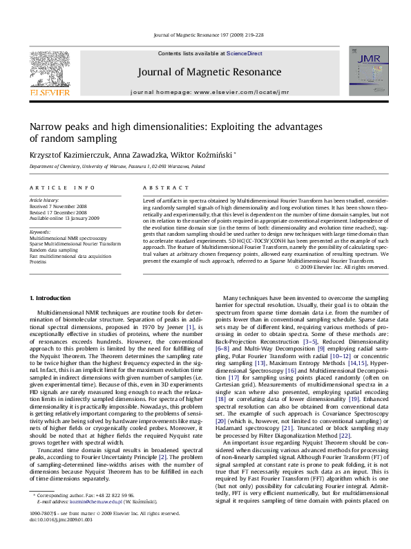 (PDF) Narrow peaks and high dimensionalities: Exploiting the advantages ...