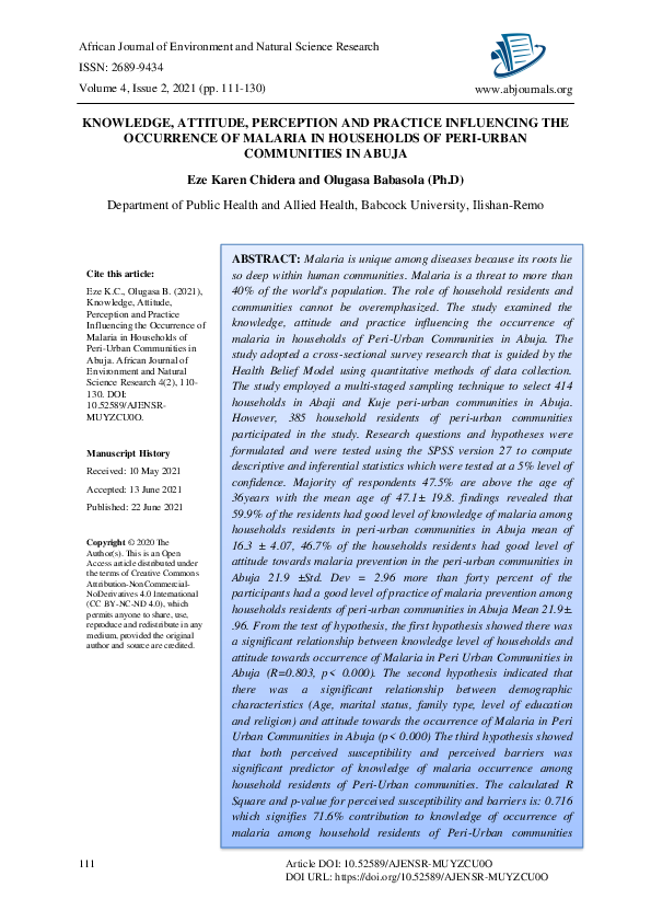 (PDF) Knowledge, Attitude, Perception and Practice Influencing the ...
